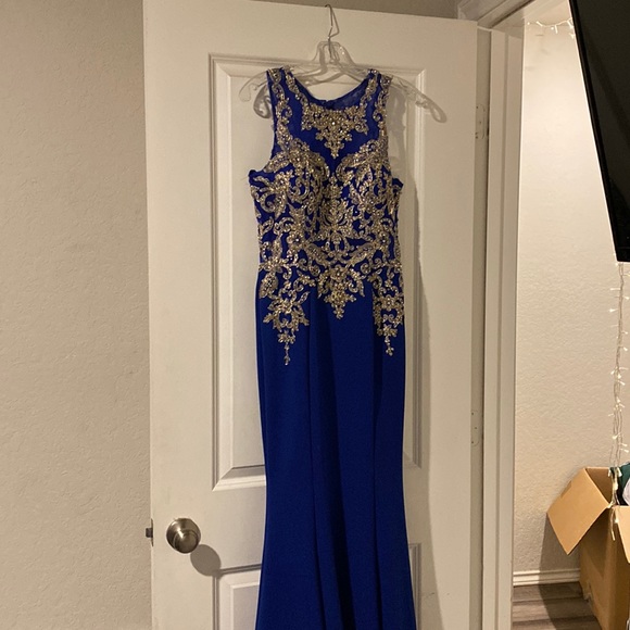 fiesta fashion | Dresses | Beautiful Blue And Gold Prom Dress | Poshmark